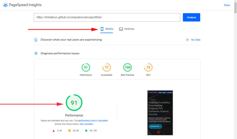 Computer science portfolio website example & template download