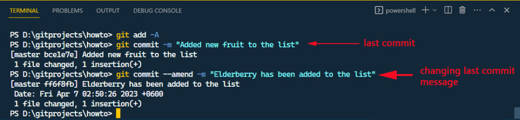 How to change the git commit message?