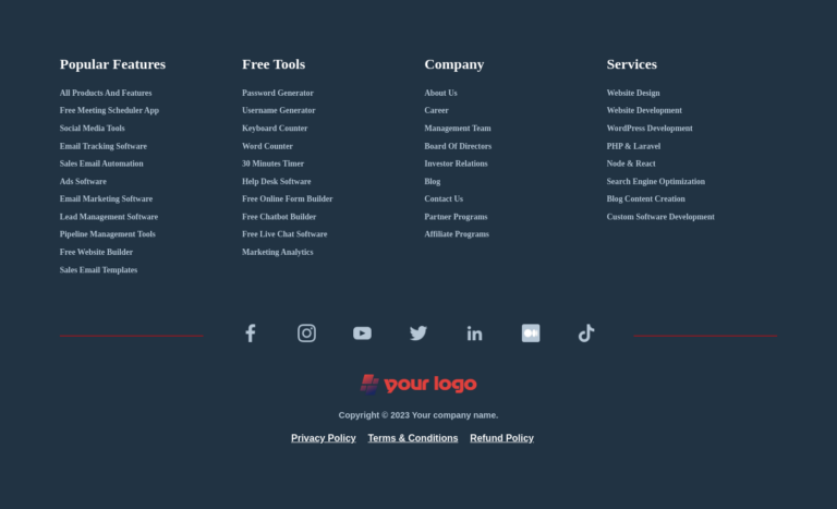HTML footer examples (3 downloadable templates included)