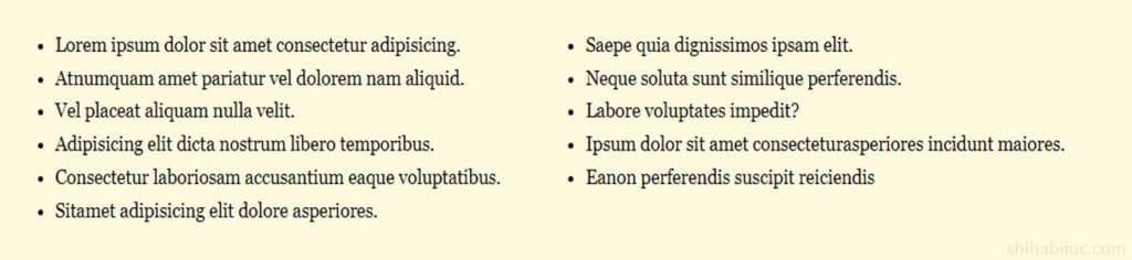 How To Create A Two Column List In Html Css